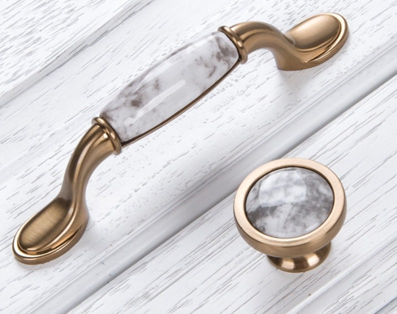 3.75 5 Marble Look Cabinet Pull Handles Knobs - Etsy