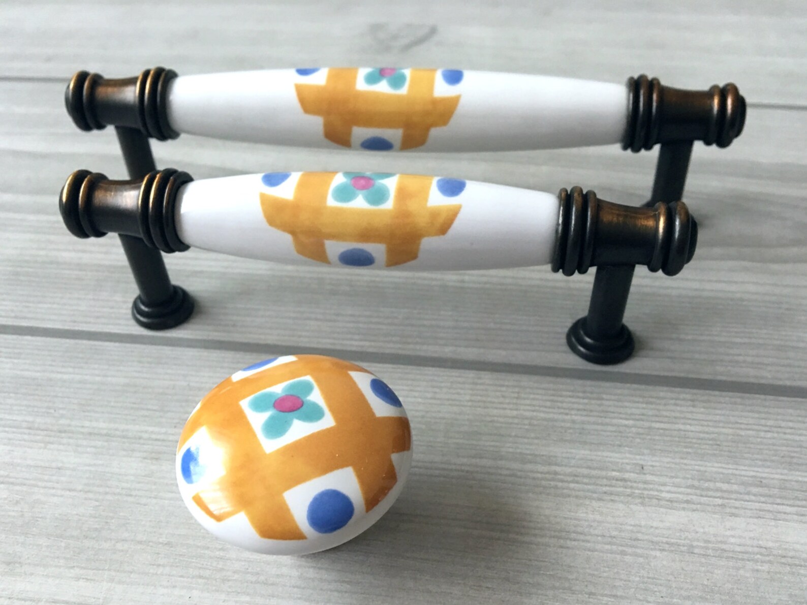 3 3.75 5 Ceramic Cabinet Handle Floral | Etsy