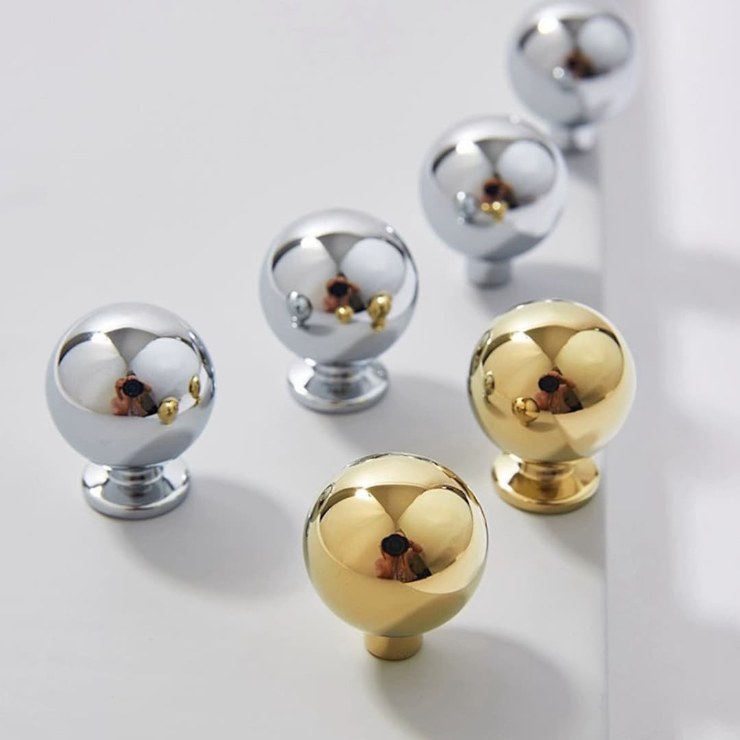 Solid Brass Knobs Pulls Brass Drawer Pull MCM Cabinet Knob Ball Drawer ...