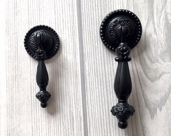 Black Drop Pull Cabinet Handle Door Knob Dresser Knobs Drawer - Etsy