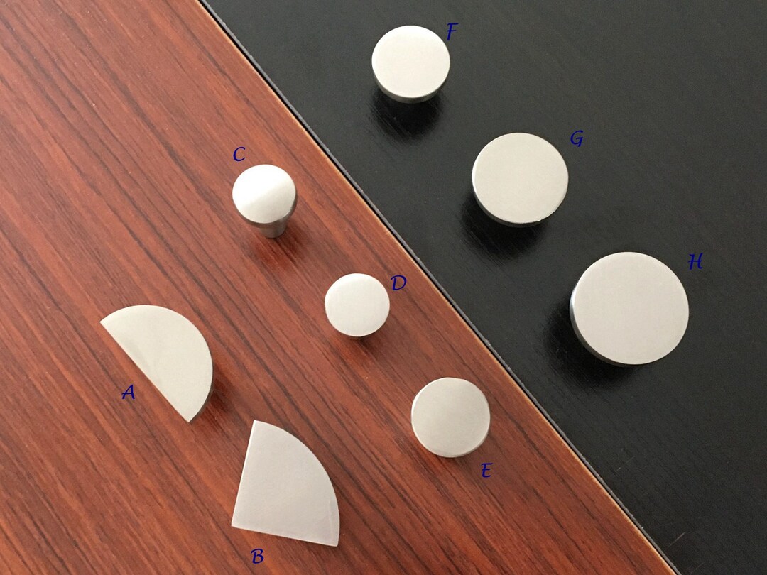 Circle Knob Brushed Nickel Knob Drawer Pulls Half Circle Quarter Moon ...
