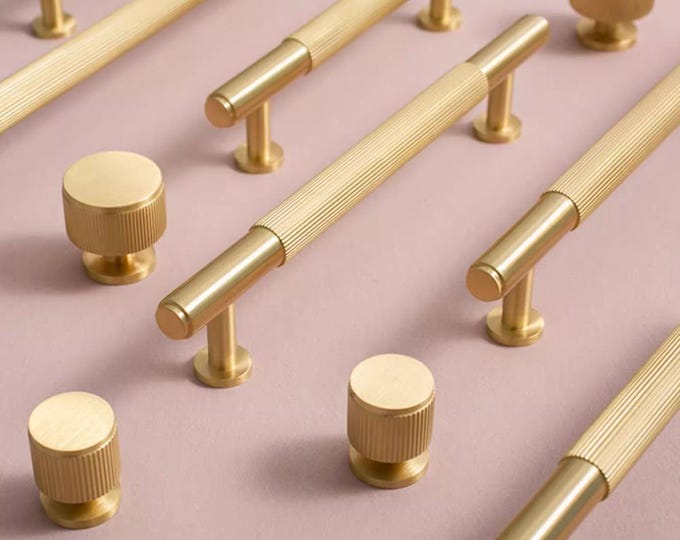 Brass Linear Knurled Solid Brass Cabinet Pulls Wardrobe Bar Handles ...