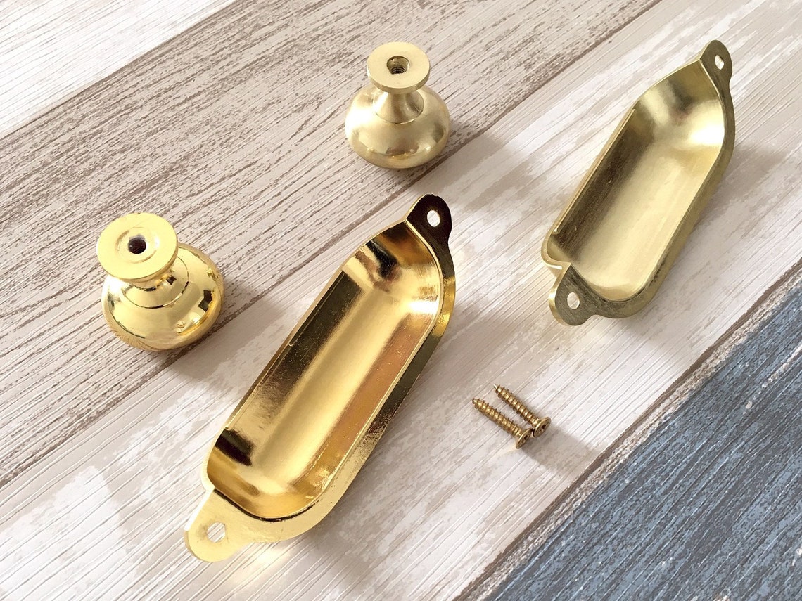 Gold Cup Handles Drawer Pull Door Pull Bin Dresser Pulls Knobs - Etsy