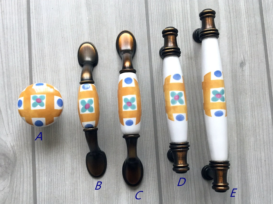 3 3.75 5 Ceramic Cabinet Handle Floral | Etsy