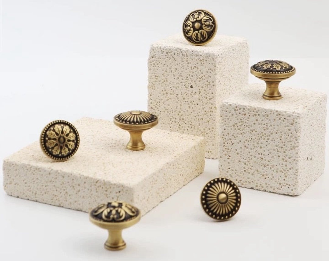 Brass Knob Vintage Style Rustic Drawer Knobs Pulls Handles Dresser ...