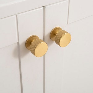 Brass Cabinet Pulls Handles Knurled Cabinet Knob Notched Drawer Pull ...