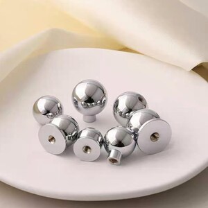 Brass Polished Chrome Sphere Cabinet Knobs Shiny Silver Drawer Ball ...