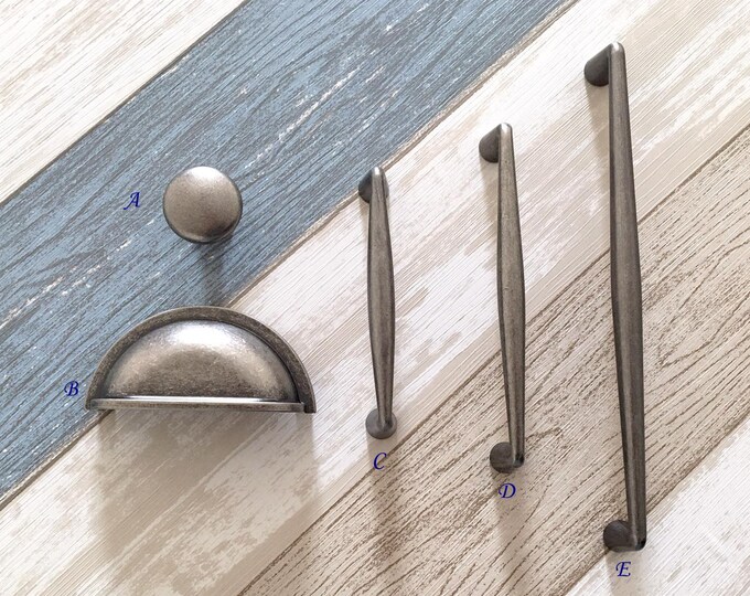 3" 3.75" 5" 7.5“ Antique Pewter Cabinet Handle Pull Cup Dresser Knobs Retro Drawer Pulls Kitchen ...