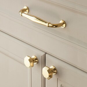 3.75" 5" Brass Octagon Cabinet Pulls Handles Knobs Drawer Handles ...