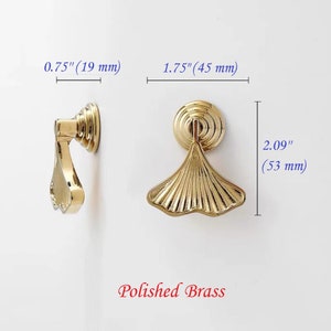 Decorative Ginkgo Leaf Drop Drawer Pulls Solid Brass Cabinet Knobs Unique Leafy Dresser Handle ...