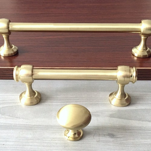 3 Brushed Gold Drawer Pulls Handle Cup Pull Kitchen - Etsy