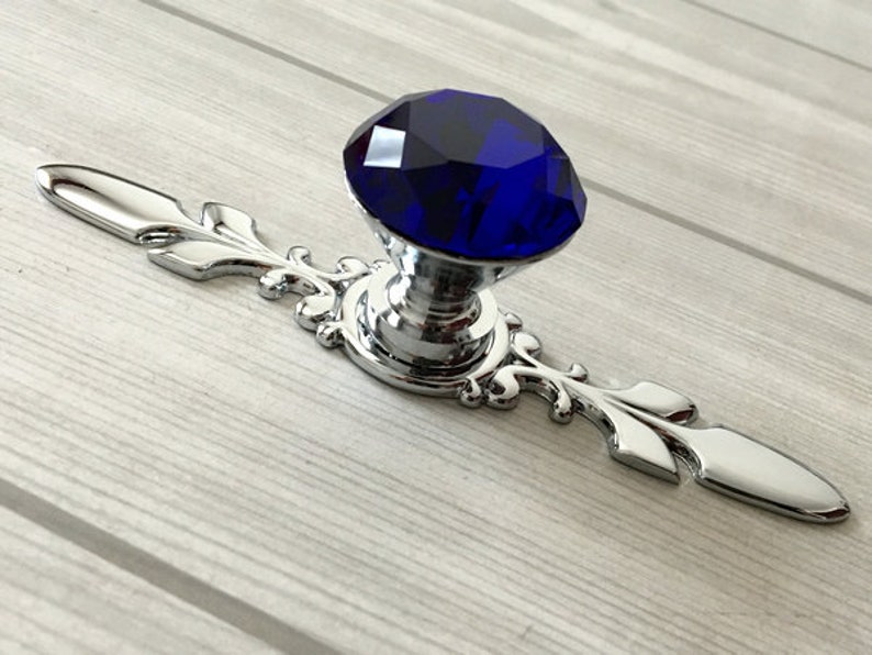 Blue Drawer Knobs Pulls Handles Glass Crystal Knob Dresser - Etsy