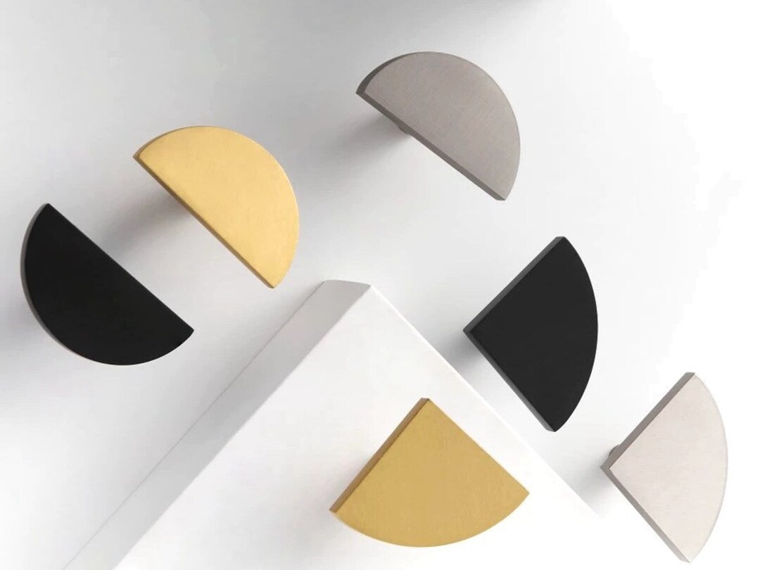 Brass Knob Half Moon Knobs Sector Cabinet Pulls Handles Drawer Pull Handles Cabinet Knobs Gold ...