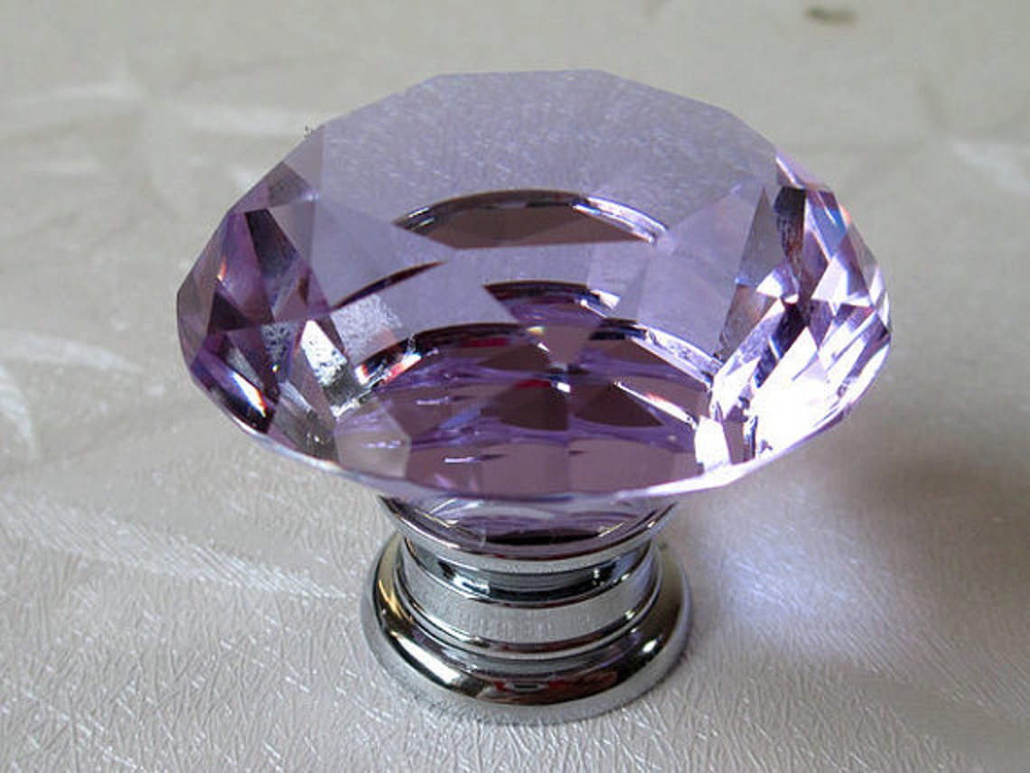 Purple Knob Knobs Glass Knobs Crystal Knob Dresser Knob Drawer - Etsy