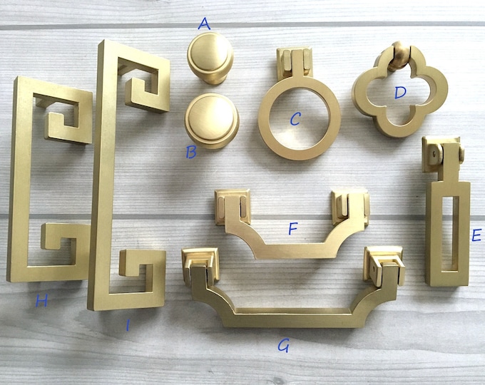 2.5" 3.75" 5" Cabinet Door Knob Pull Handle Brushed Brass Dresser Knobs ...