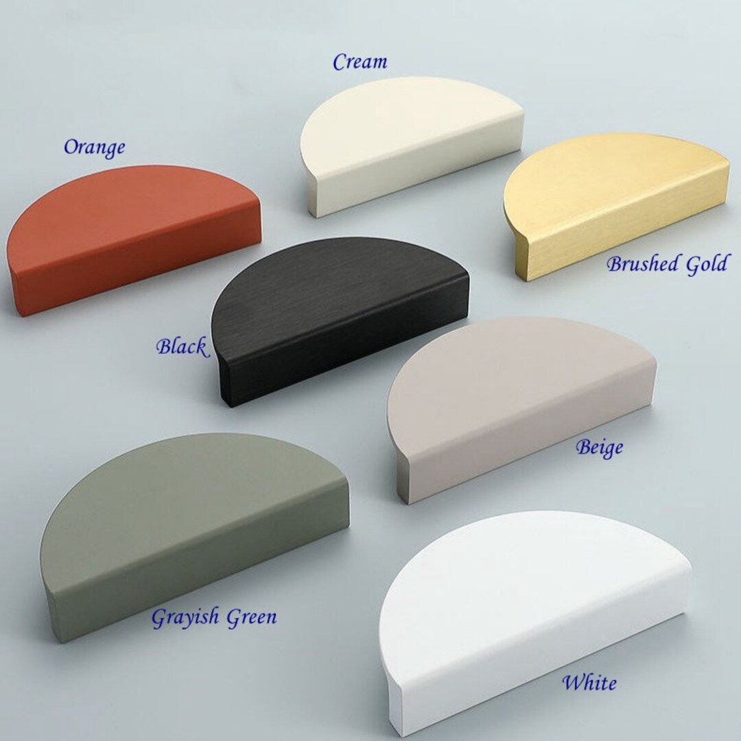 2 1/2 C-C Drawer Pulls Half Moon White Green Gray Beige Semicircle Gold ...