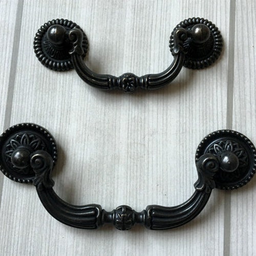 Antique Black Cabinet Handle Pull Dresser Knob Drawer Drop - Etsy