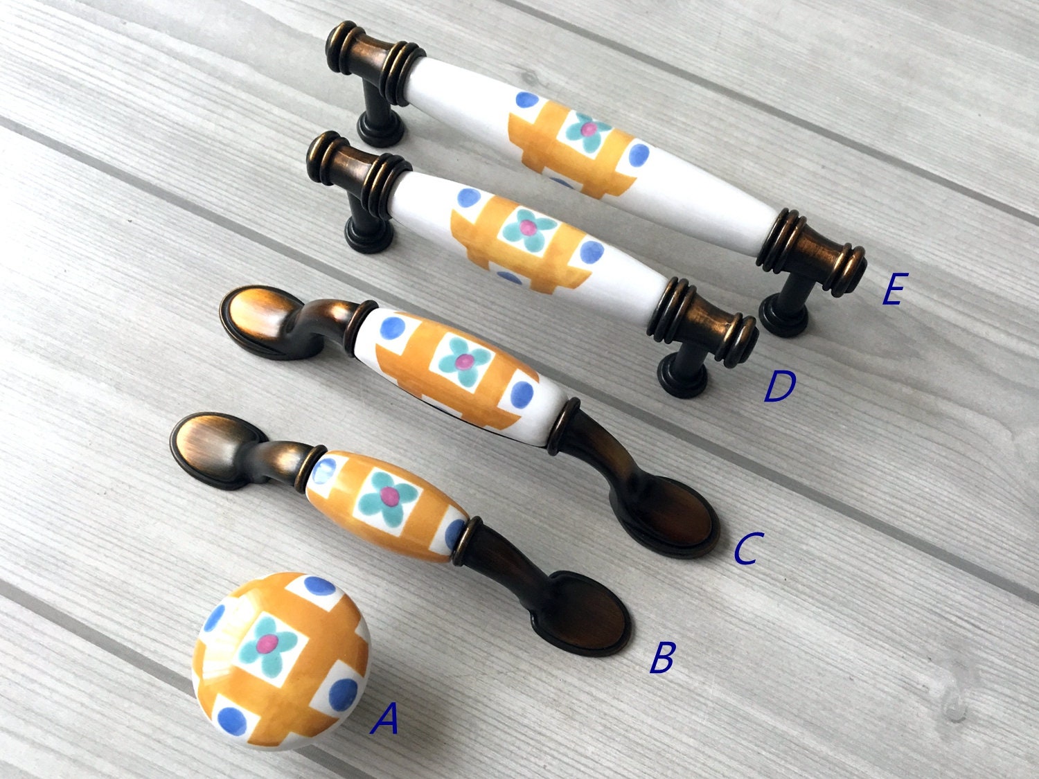 3 3.75 5 Ceramic Cabinet Handle Floral | Etsy