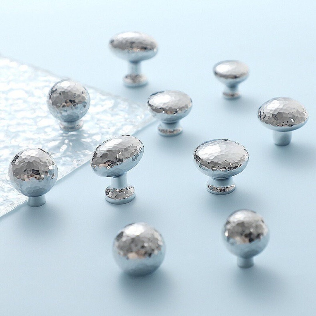 Luxurious Solid Brass Hammered Cabinet Knobs Polished Chrome Egg Oval Knob Mushroom Dresser ...