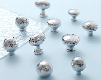 Solid Brass Hammered Cabinet Knob Egg Knob Egg Oval Joinery Knob Dresser Drawer Pulls Polished ...