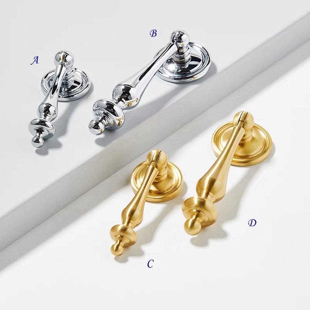 Brass Drawer Pull Knob Drop Brass Pulls Polished Chrome Silver Pendant ...