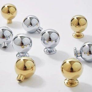Sphere Brass Knobs Pulls Brass Drawer Pull MCM Cabinet Knob Ball Drawer Knobs Dresser Pulls ...