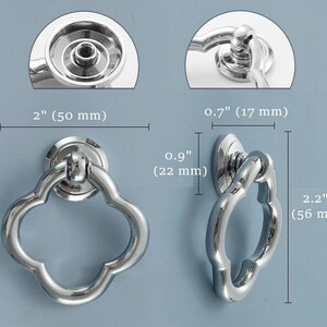 Brass Drawer Pull Nickel Clover Drop Ring Pull Polished Chrome Silver Antique Bronze Cabinet ...