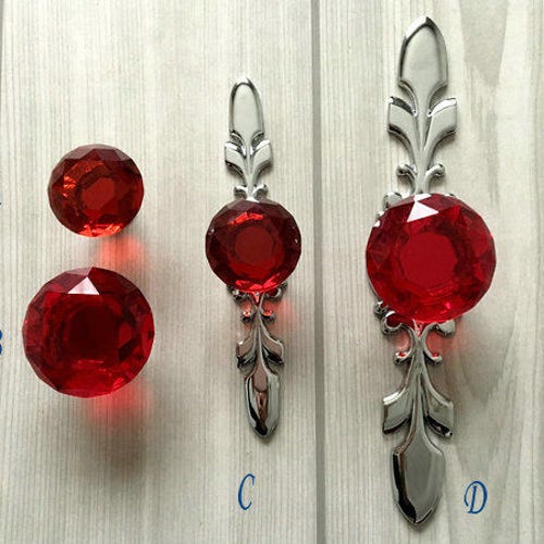 Red Rhinestone Dresser Knob Drawer Crystal Glass Handle - Etsy