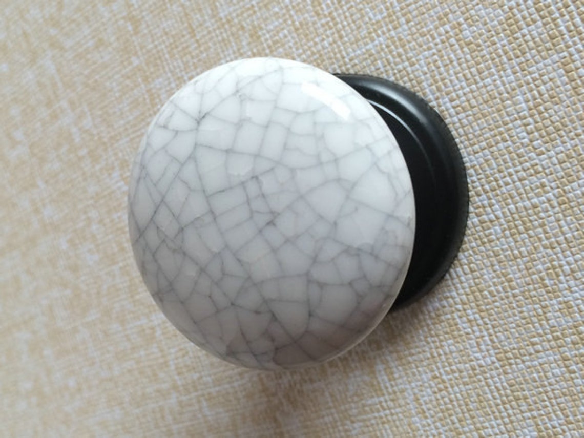 White Knobs Dresser Knob Drawer Pulls Handles Crackle Cabinet | Etsy