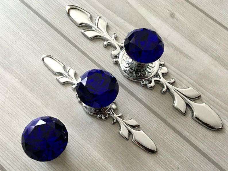 Blue Drawer Knobs Pulls Handles Glass Crystal Knob Dresser - Etsy