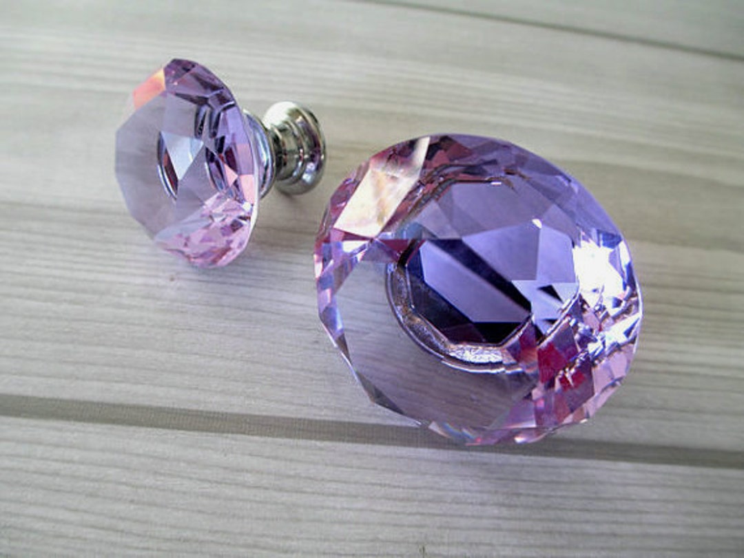 Purple Knob Knobs Glass Knobs Crystal Knob Dresser Knob Drawer Knobs ...
