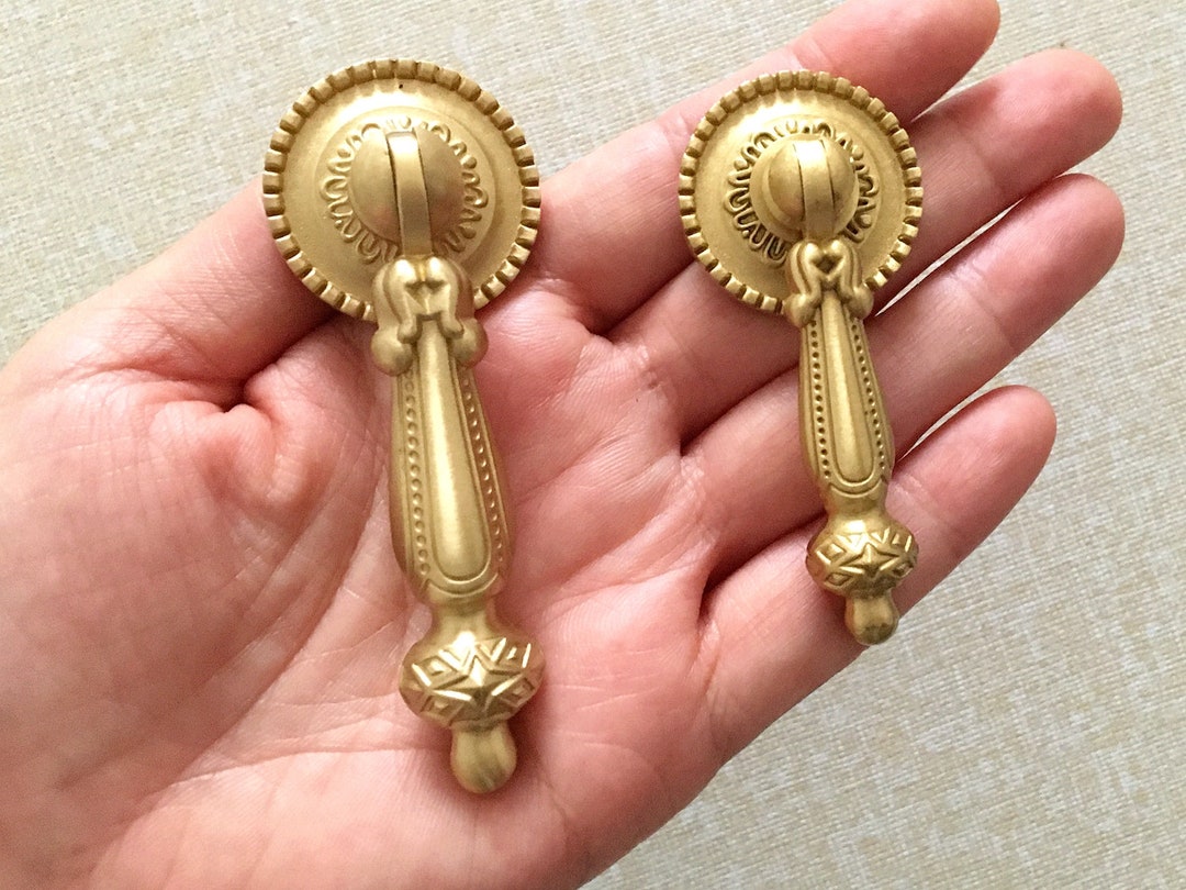 Brass Drop Drawer Knobs Cabinet Pull Dresser Knob Pulls Handles Kitchen ...