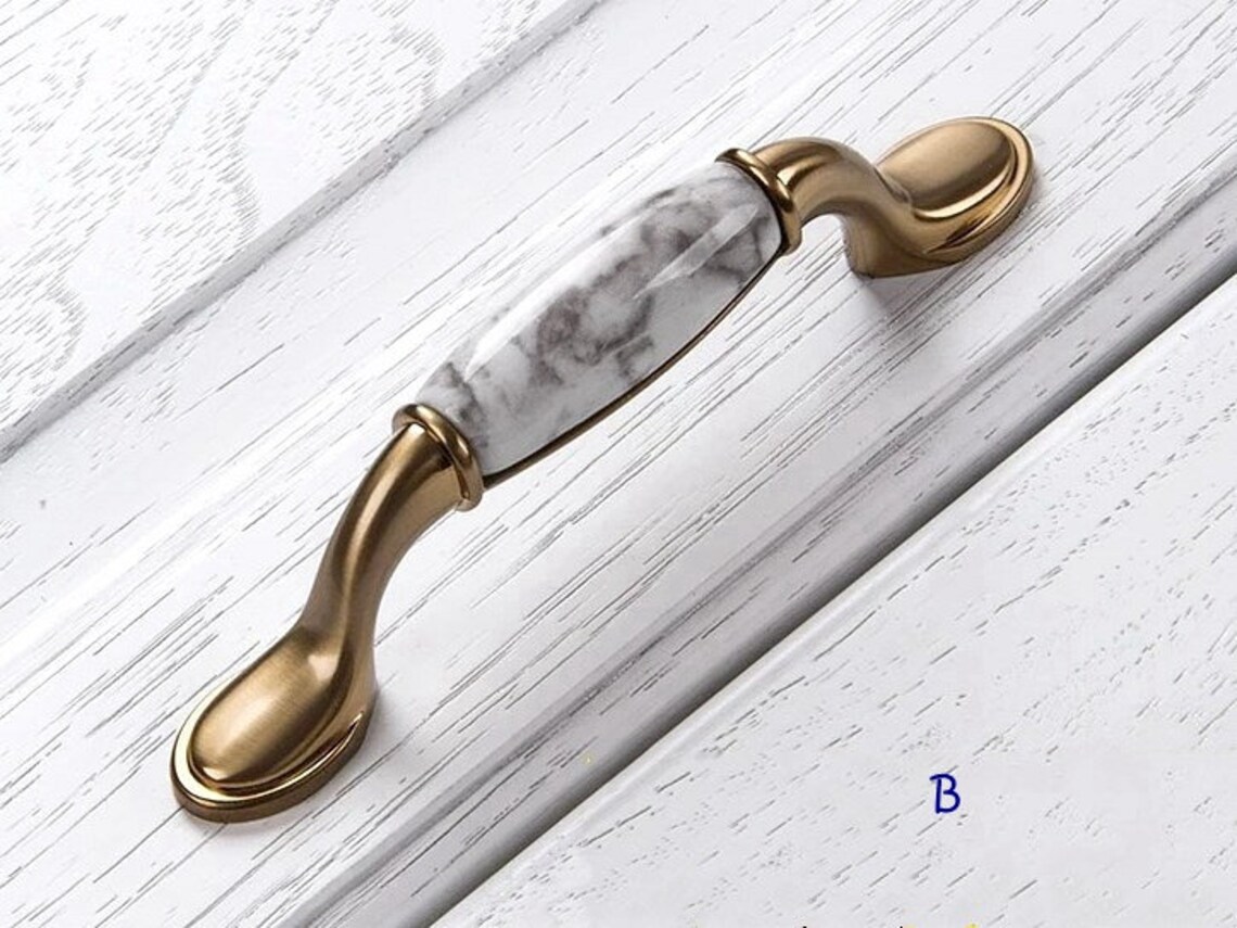 3.75 5 Marble Look Cabinet Pull Handles Knobs - Etsy