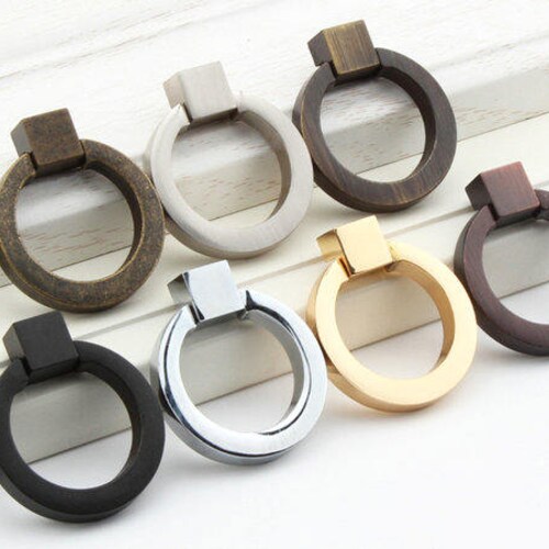 Gold Ring Pull Cabinet Pull Brushed Gold Drop Ring Drawer Knob - Etsy