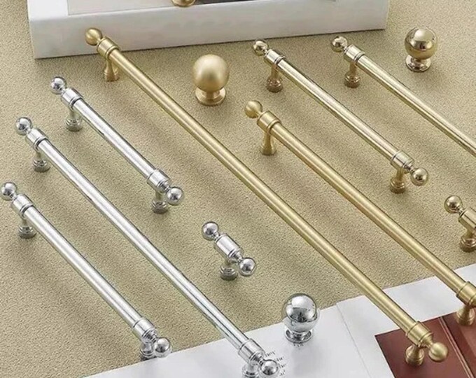 Solid Brass Gold Cabinet Handles Polished Chrome Drawer Drawer Knobs ...