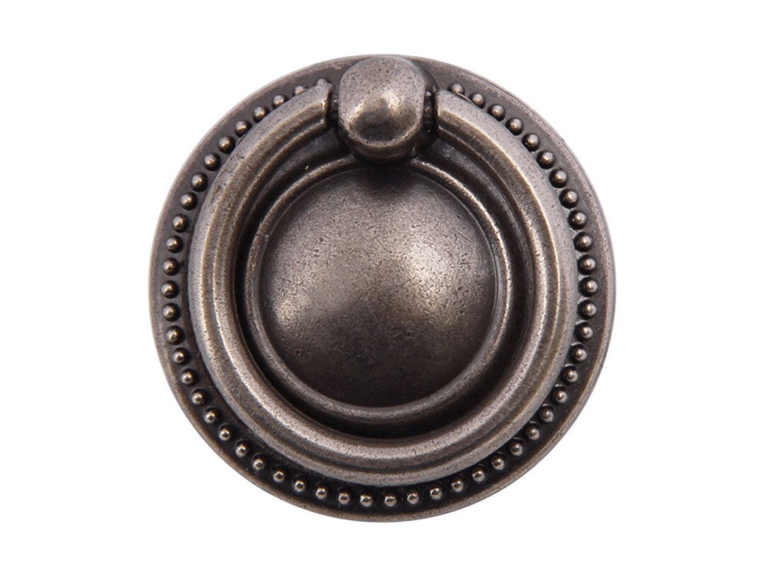 Drawer Knob Cabinet Knobs Drop Dresser Pulls Antique Black Silver Pewter Drawer Pull Ring Drawer ...
