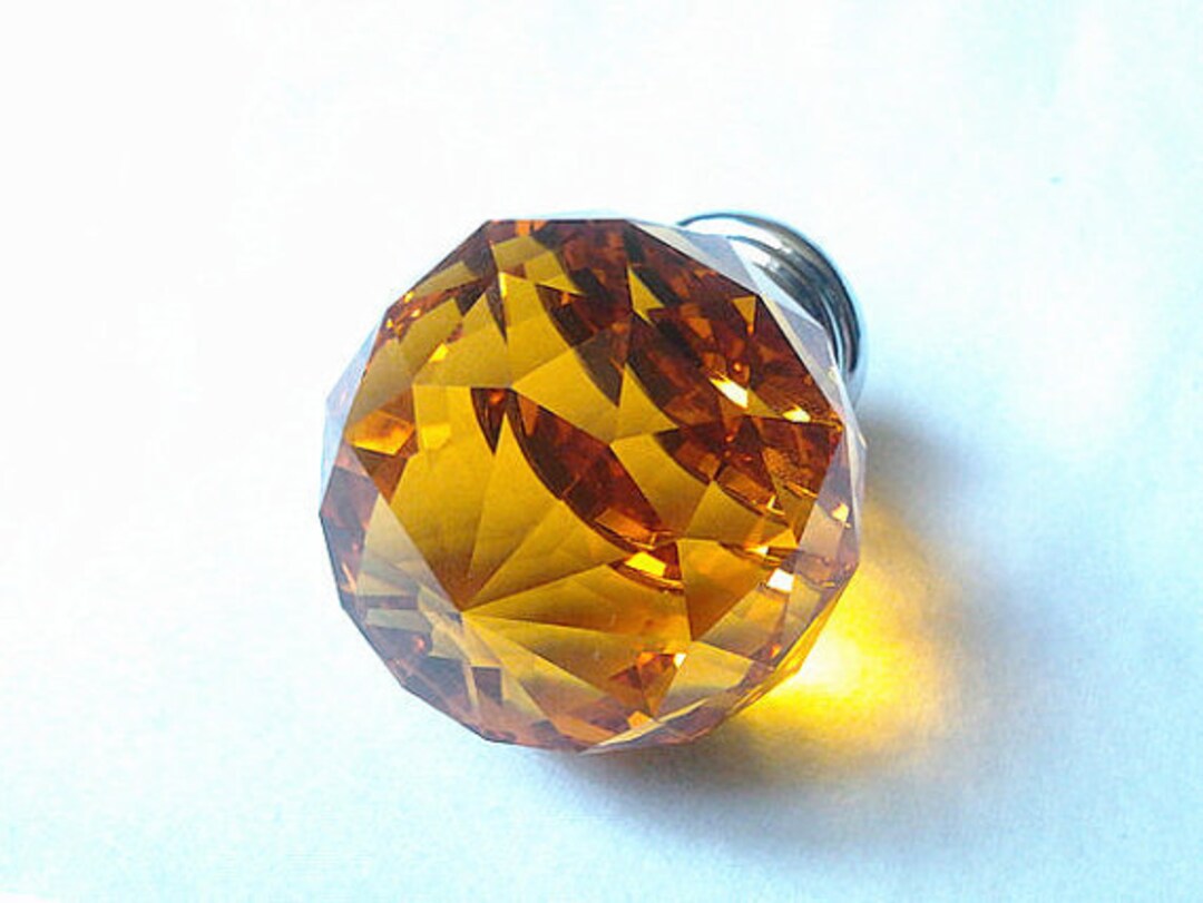Sparkle Glass Dresser Drawer Knobs Pulls Handles Shiny Yellow Amber ...