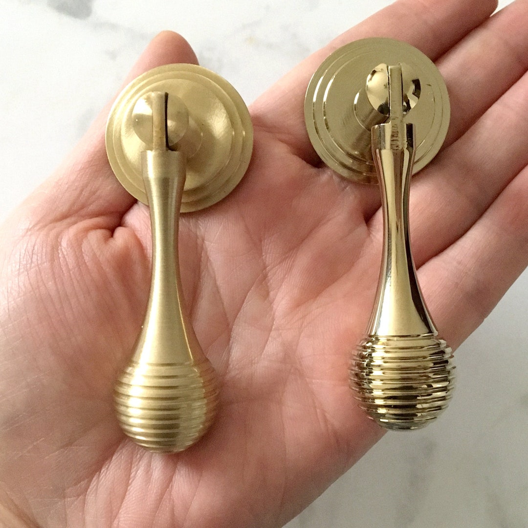 3" Length Brass Drop Drawer Knobs Dresser Knob Pulls Handles Polished ...