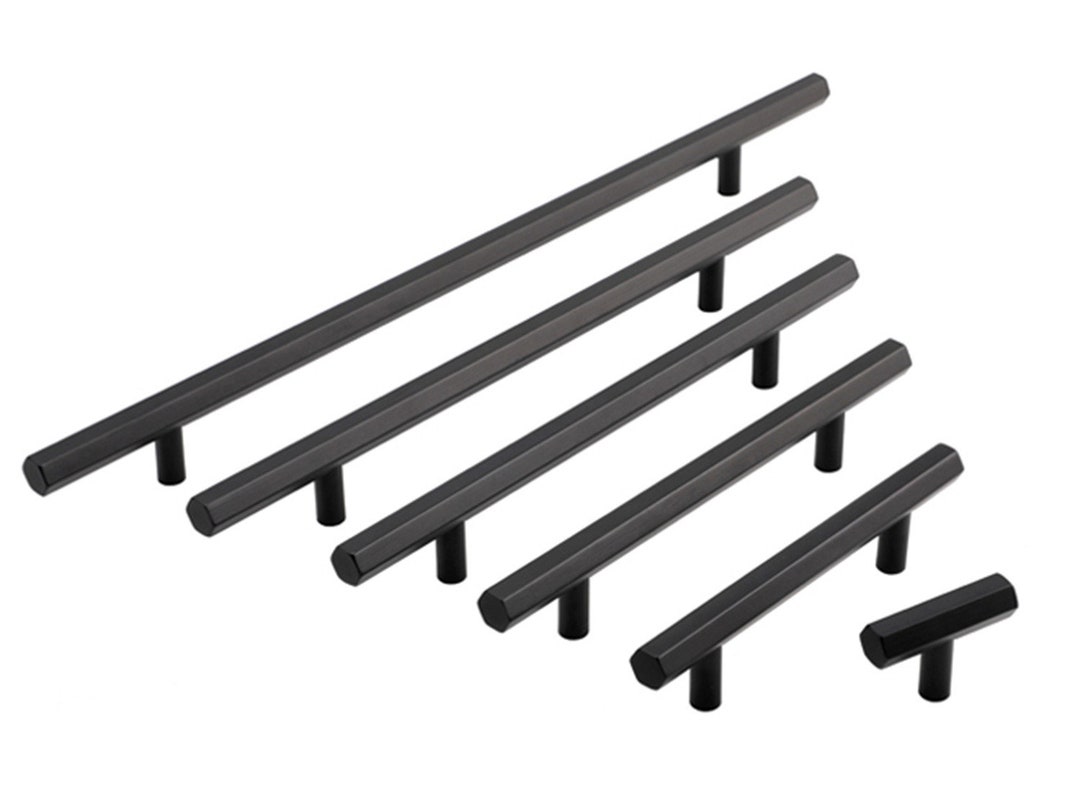 96 128 160 192 288 Mm Matte Black Cabinet Pull Handle Hexagonal Dresser ...