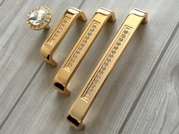 2.5 3.75 5 Gold Crystal Handle Dresser Pull | Etsy