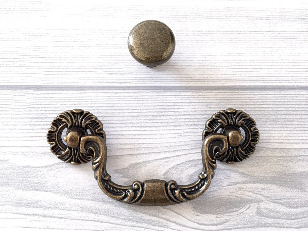 3 1/2" Antique Bronze Drawer Pull Drop Bail Dresser Pulls Drawer Handle Rustic Cabinet Pulls ...
