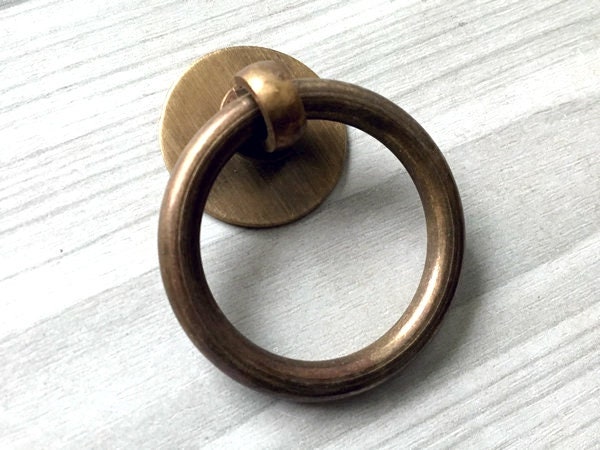 Brass Drop Ring Pull Cabinet Door Knob Dresser Pulls Brass | Etsy UK