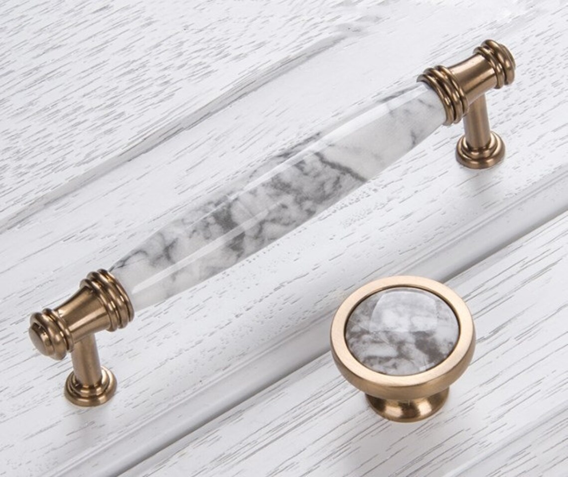 3.75 5 Marble Look Cabinet Pull Handles Knobs - Etsy