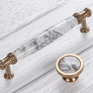 3.75" 5" Marble Look Cabinet Pull Handles Knobs Dresser Drawer Pulls ...