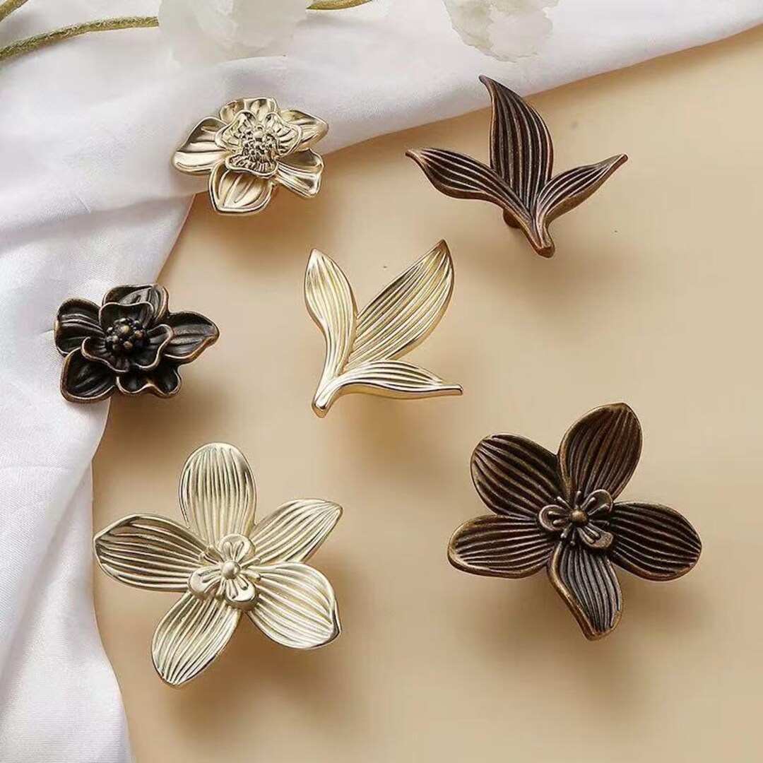 Flower Petal Cabinet Knob Bloom Dresser Drawer Pull Decorative Floral ...
