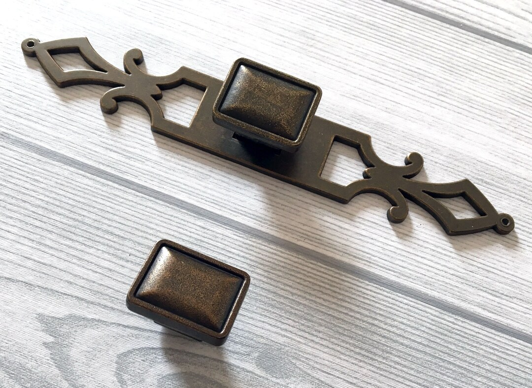 Vintage Style Dresser Knobs Rectangular Drawer Pulls Handles Dark ...