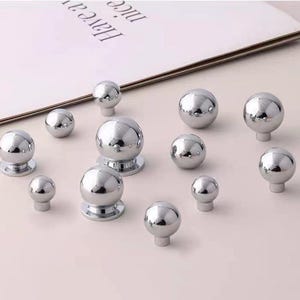 Brass Polished Chrome Sphere Cabinet Knobs Shiny Silver Drawer Ball ...