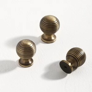 Victorian Beehive Cabinet Knobs Antique Bronze Solid Brass Ball Sphere Knob Dresser Drawer Pull ...