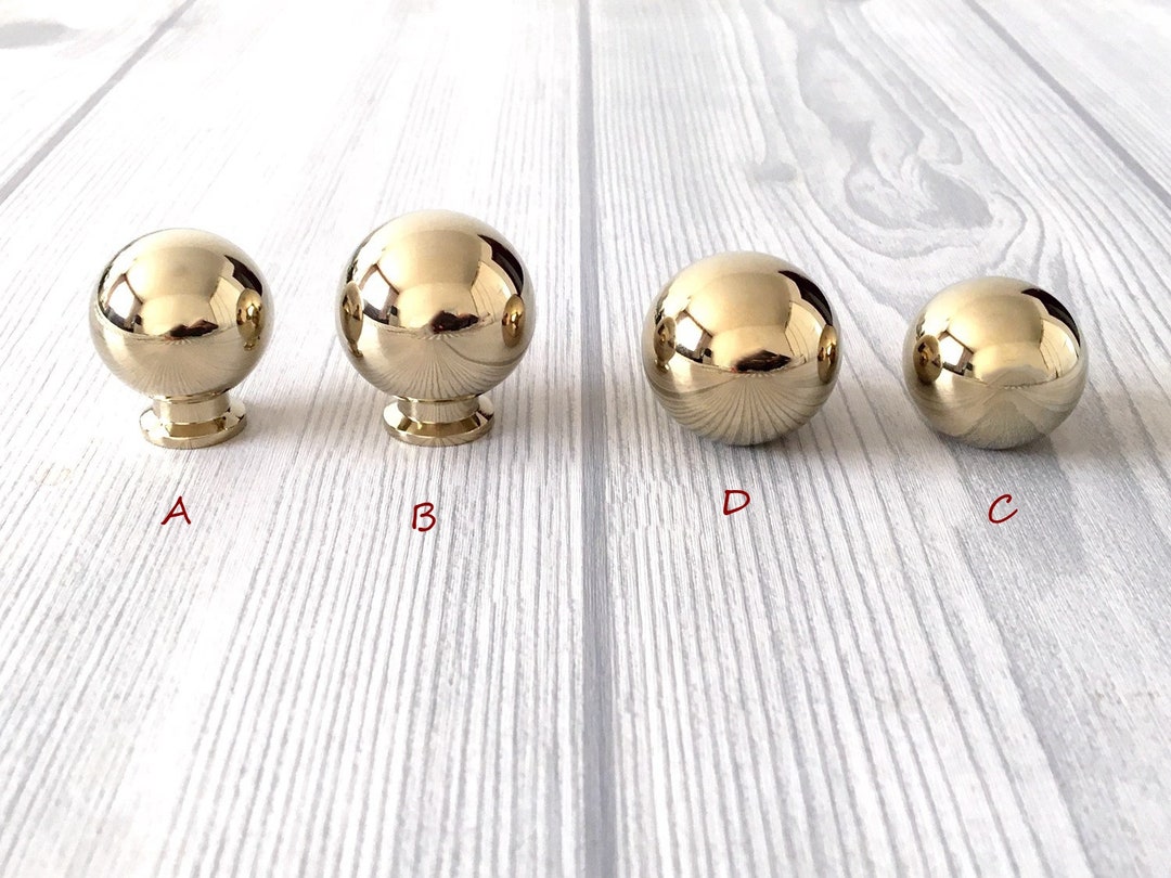 Sphere Brass Knobs Pulls Polished Brass Round Knob Drawer Pull MCM Cabinet Knob Ball Drawer ...