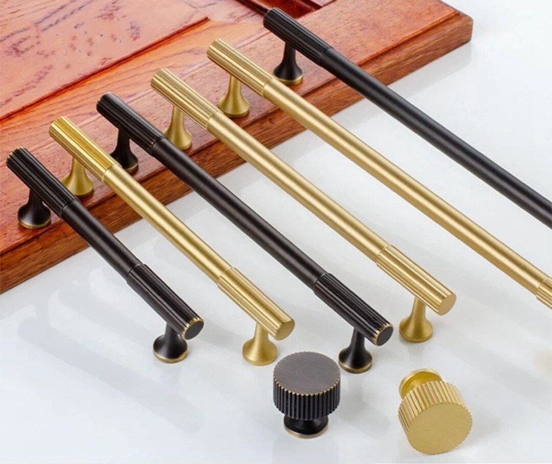 Brass Drawer Handle Cabinet Pulls Handles Knobs Notched Dresser Drawer ...